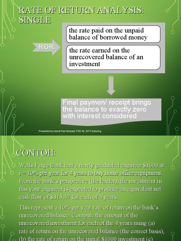 Rate of Return Analysis: Single | PDF | Interest | Banking