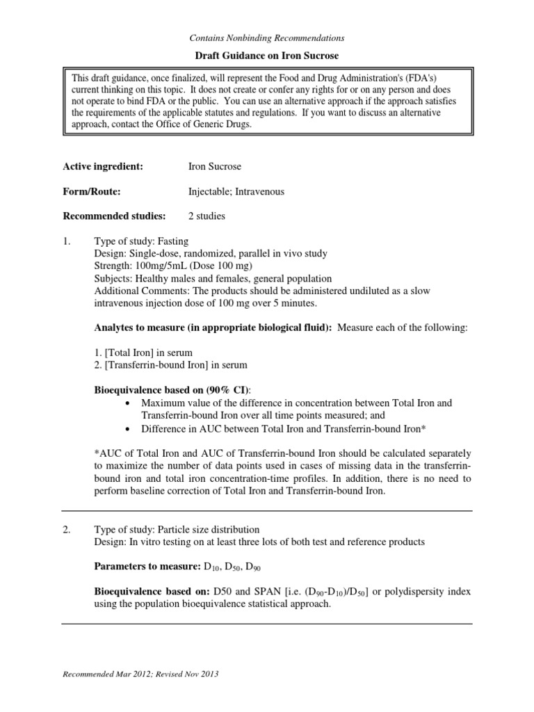 Iron Sucrose Injection Guidelines | PDF | Pharmacology | Drugs