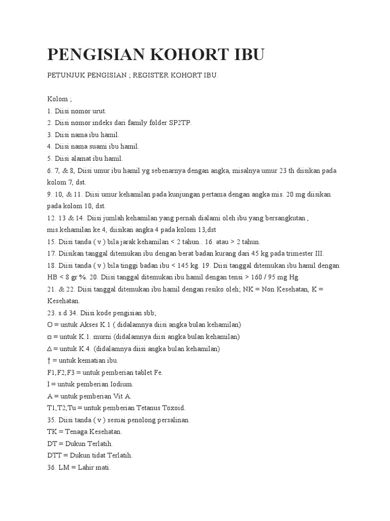 Pengisian Kohort Ibu | PDF