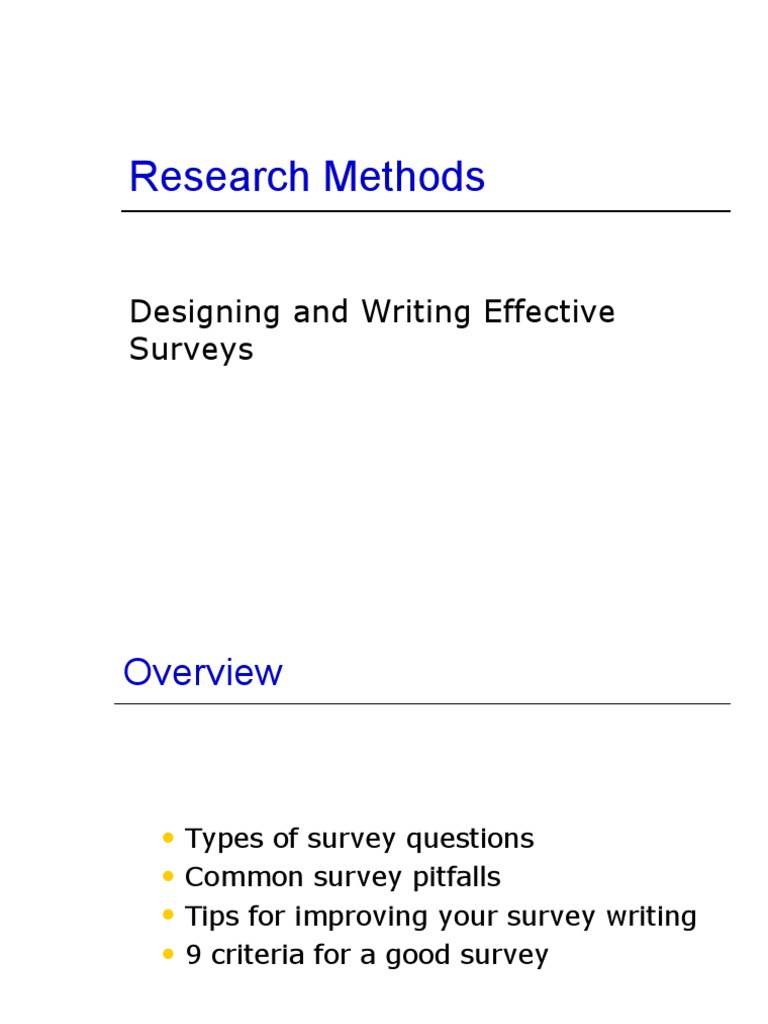 Research Methods: Designing and Writing Effective Surveys | PDF ...