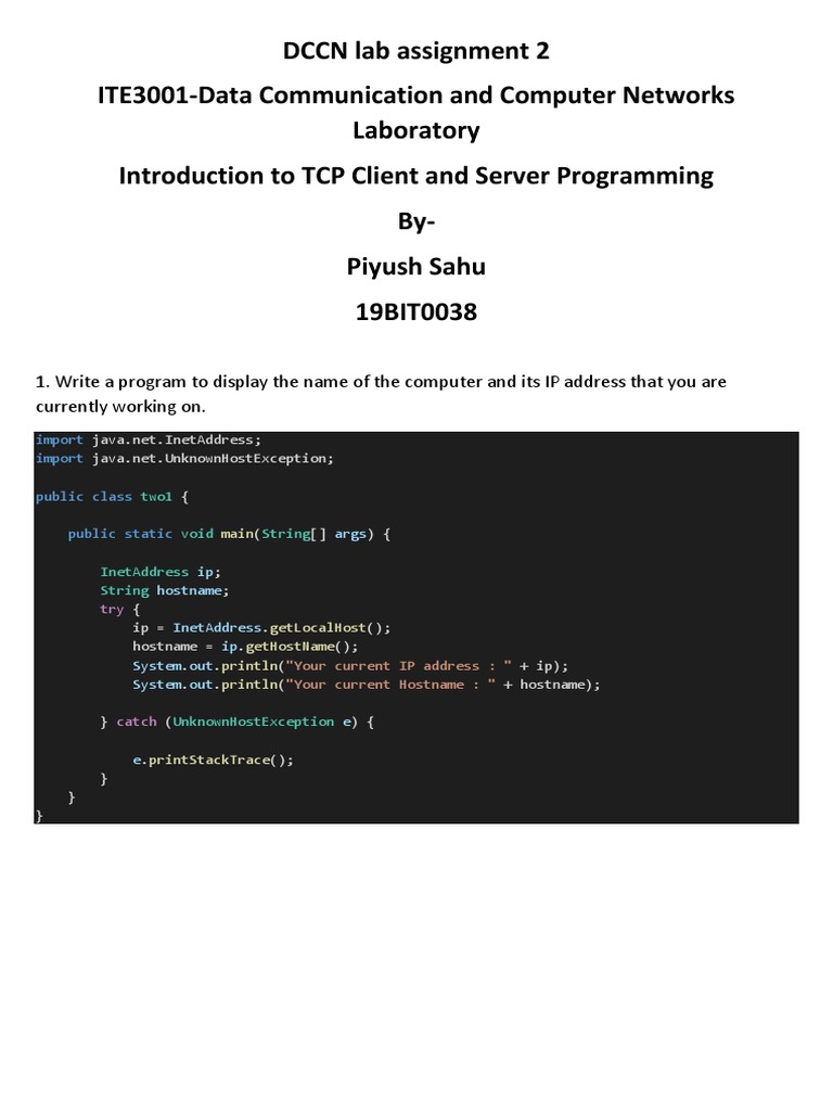 DCCN Lab Assignment 2 | PDF | Port (Computer Networking) | Network Socket DCCN Lab Assignment 2 | PDF | Port (Computer Networking) | Network Socket