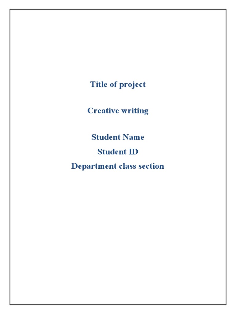 Creative Writting Project | PDF