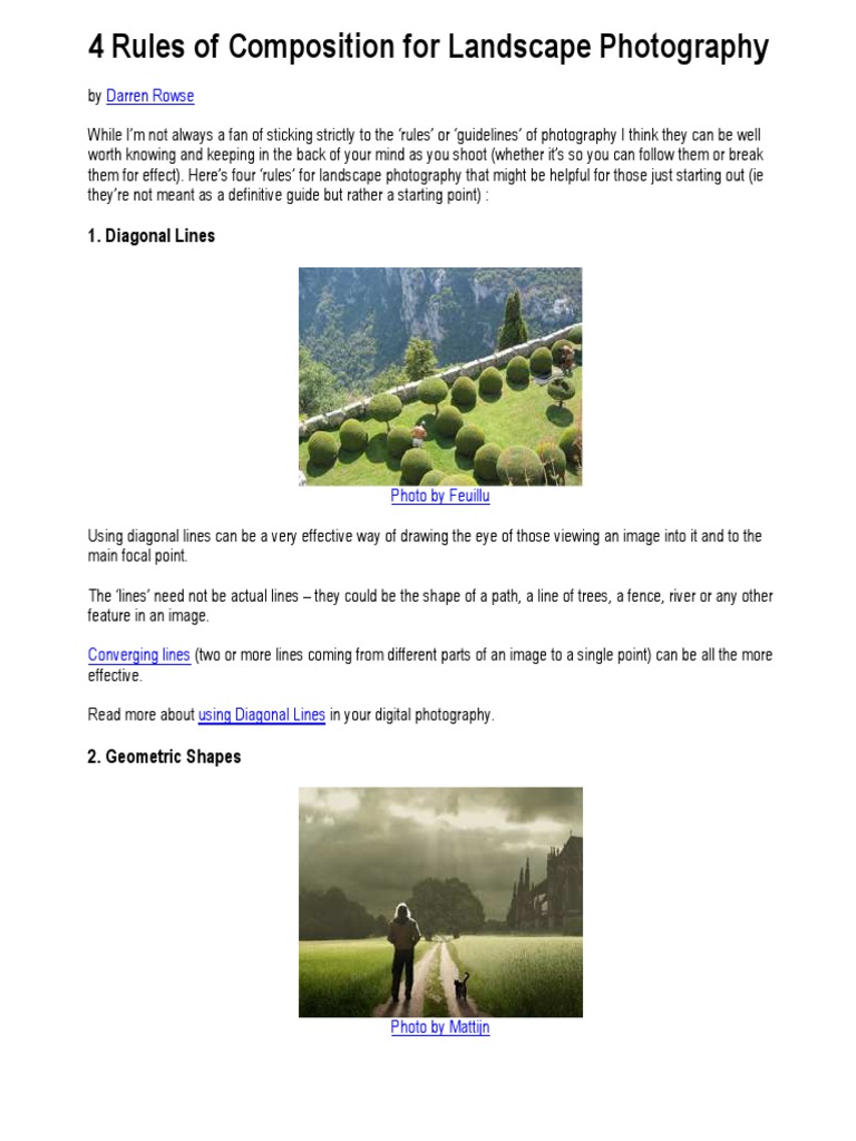 Landscape Photography Composition Tips | PDF | Shutter Speed ...