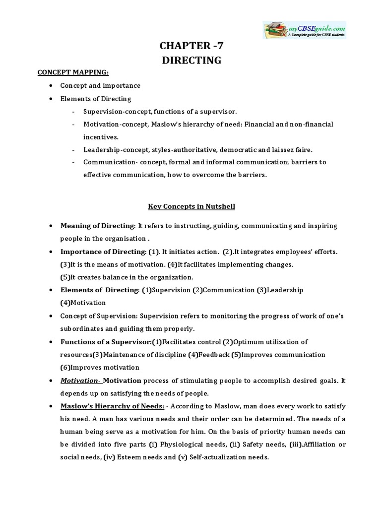 Chapter - 7 Directing: Motivation-Motivation Process of Stimulating People To Accomplish Desired ...
