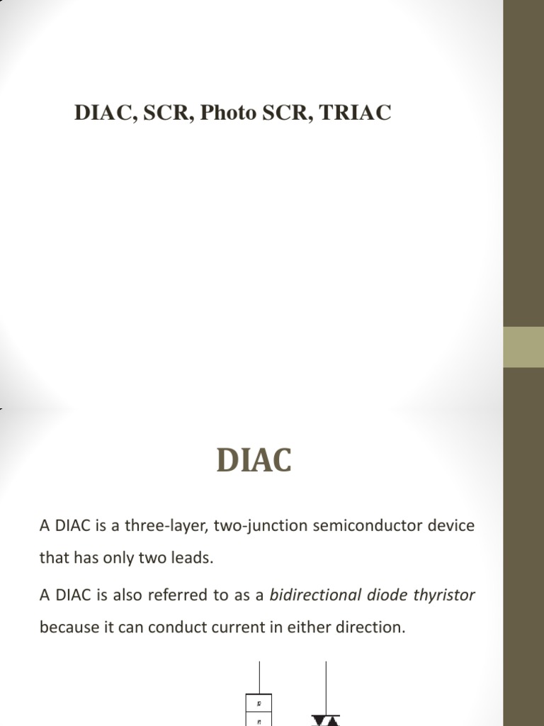 Diac, Triac, SCR | PDF | Semiconductor Devices | Electricity