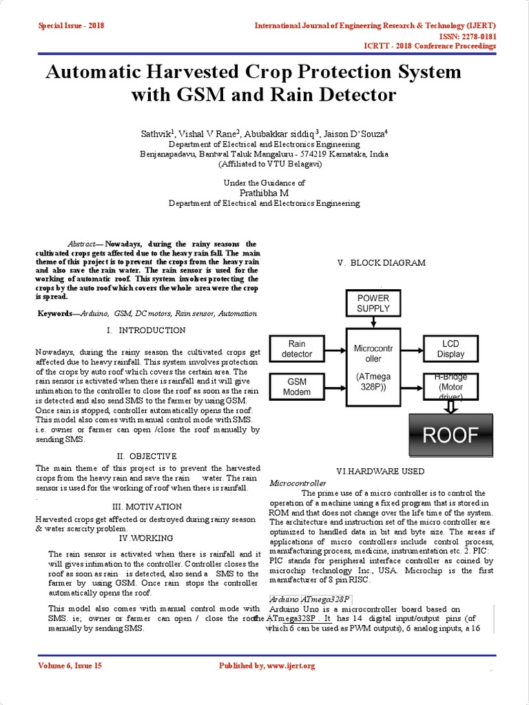 With GSM and Rain Detector Automatic Harvested Crop Protection System ...