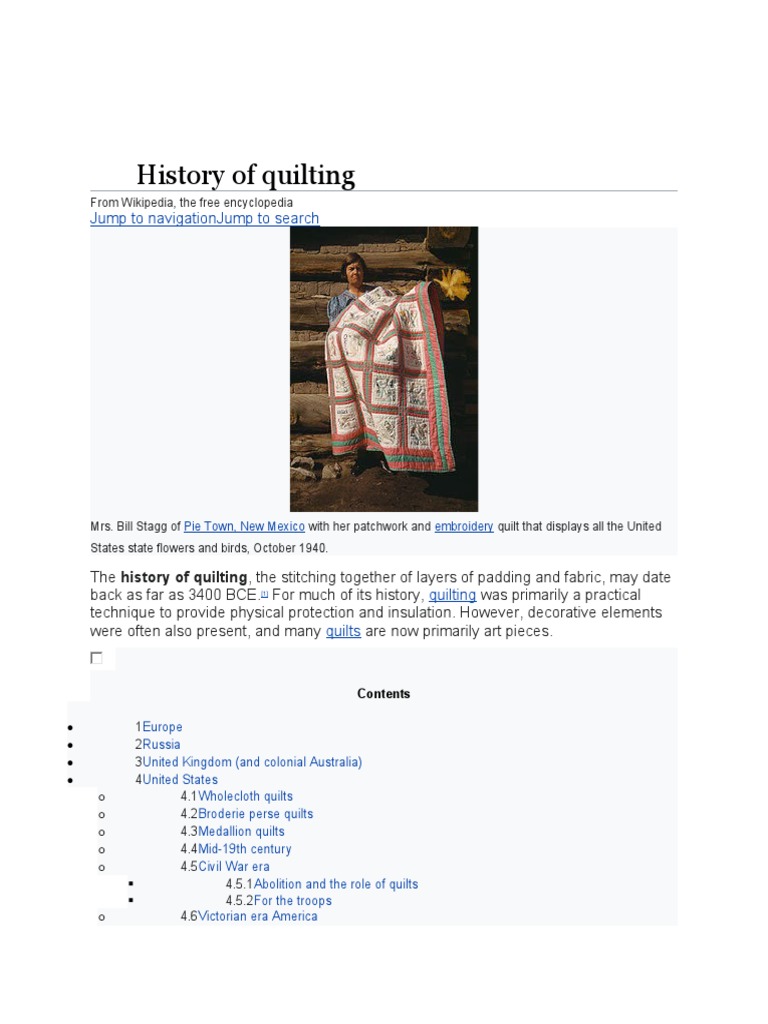 History of Quilting | PDF | Quilt | Quilting