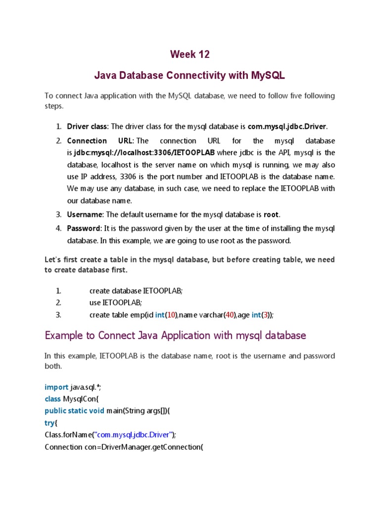 Java MySQL JDBC Connection Guide | PDF | My Sql | Data Management Software