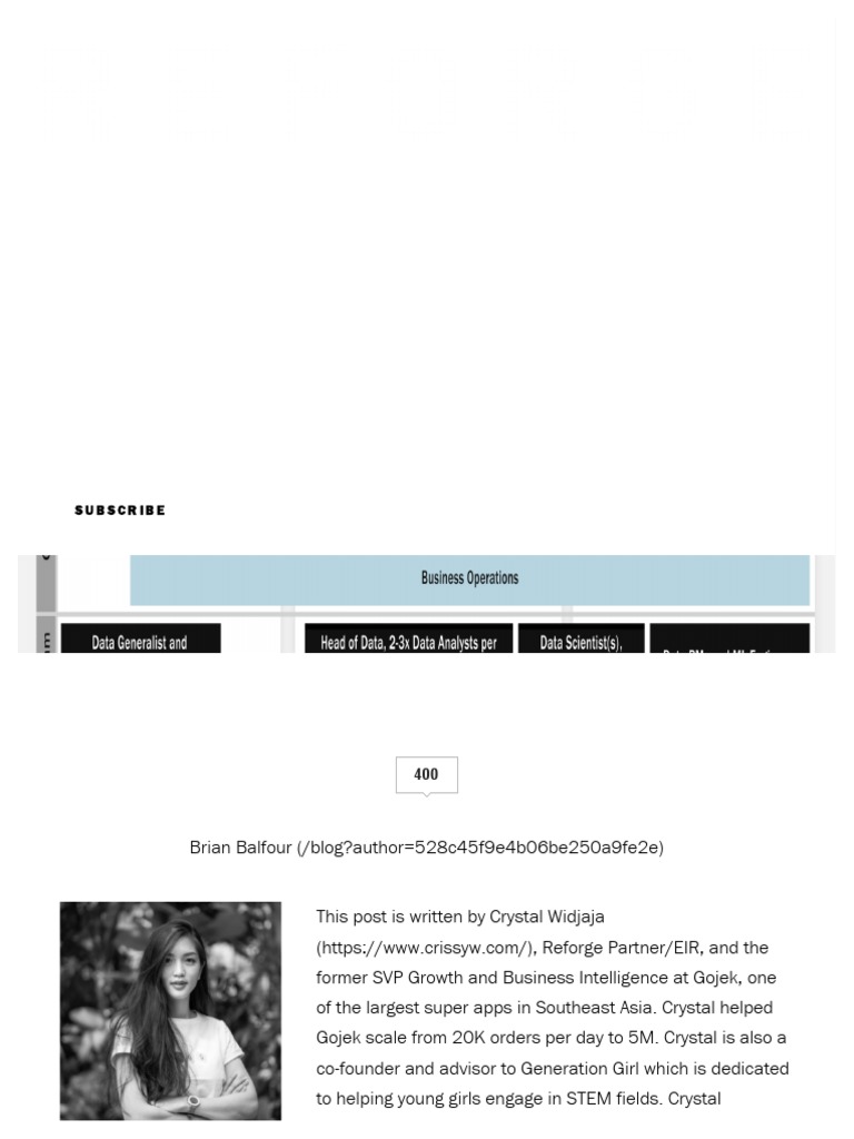 Scaling Data - Data Informed To Data Driven To Data Led - Reforge | PDF | Analytics | Sales