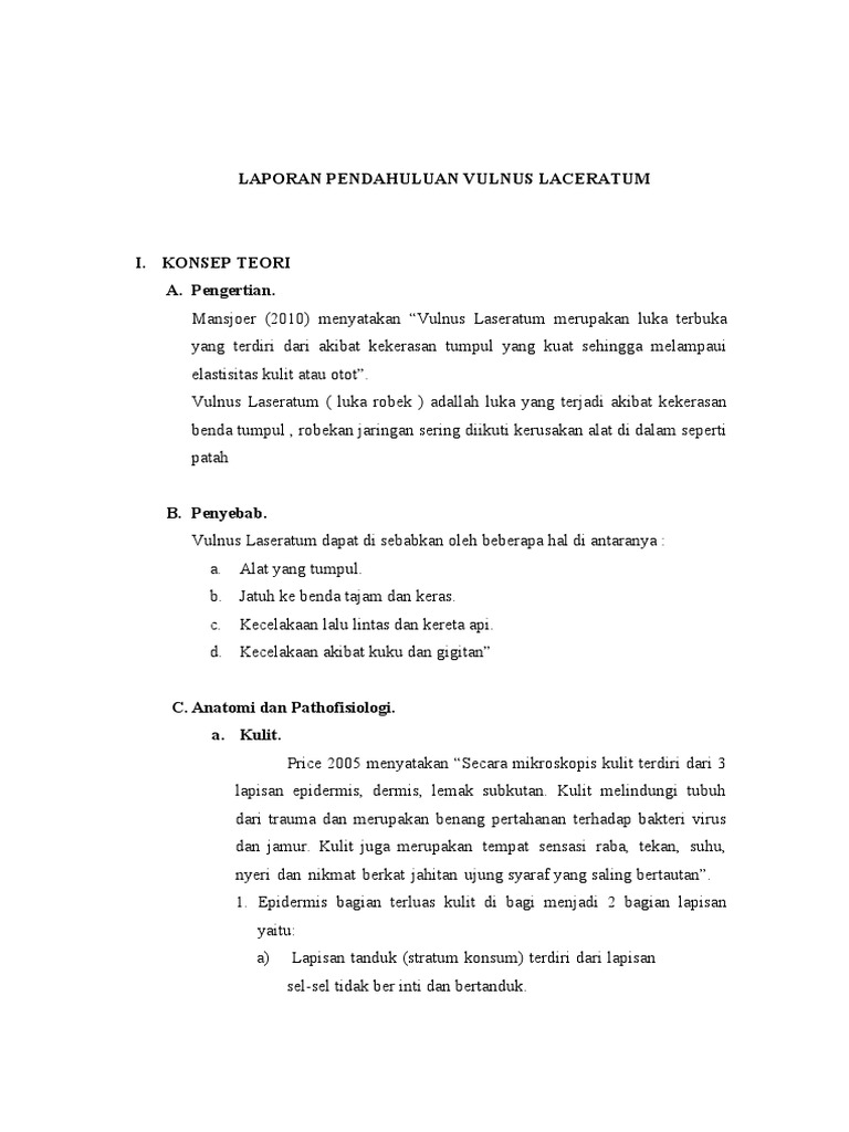 Pemahaman Vulnus Laceratum dan Penanganannya | PDF