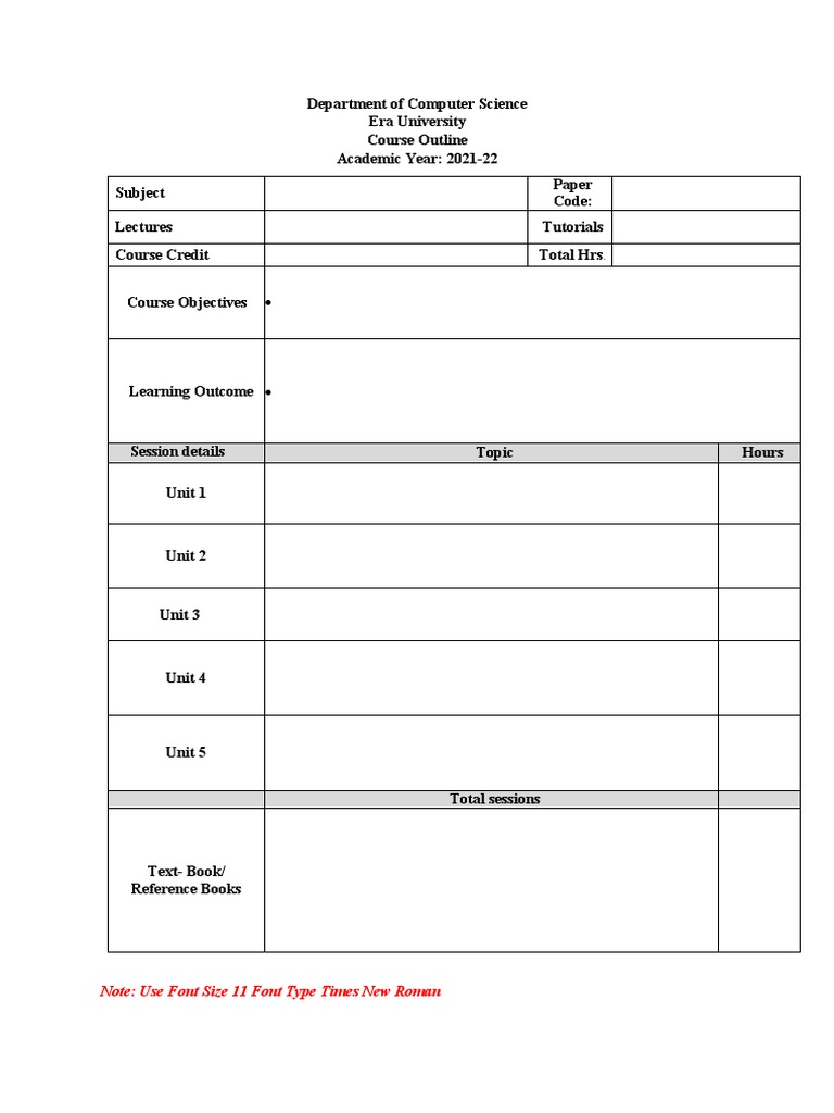 Introduction to Computer Science: Course Outline for Academic Year 2021 ...