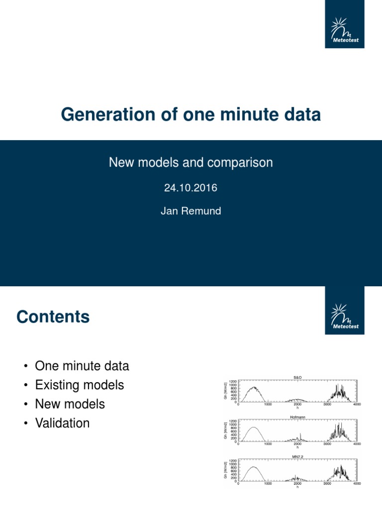Generation of One Minute Data: New Models and Comparison | PDF | Time ...