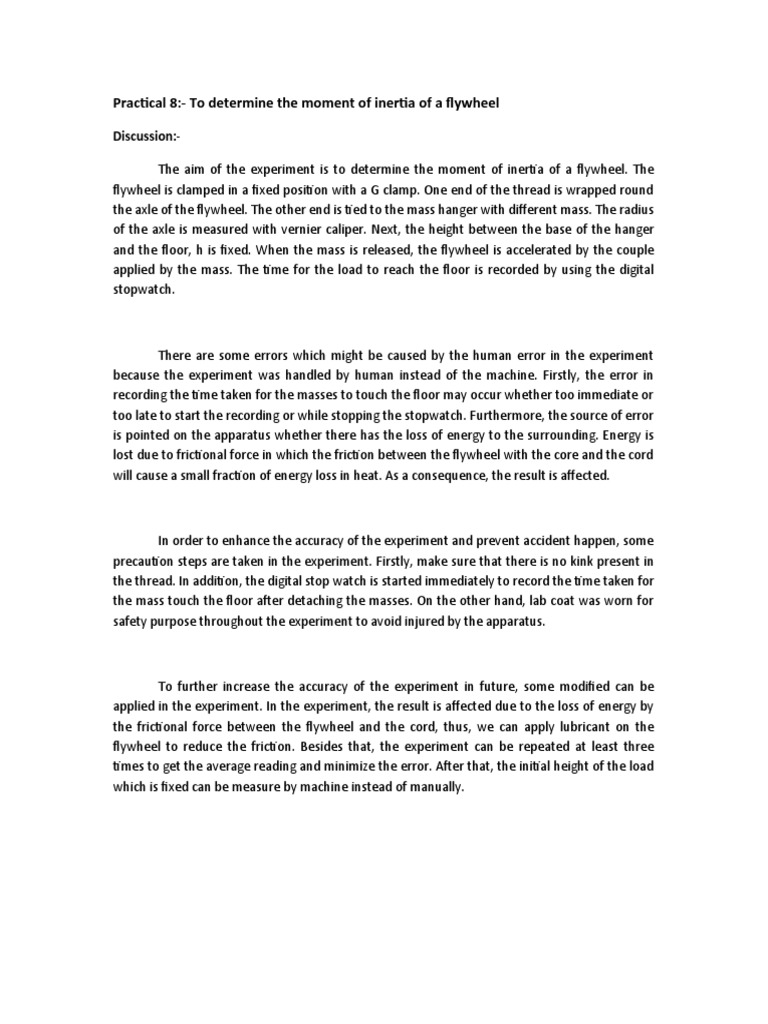 Determining the Moment of Inertia of a Flywheel Through Experimentation ...