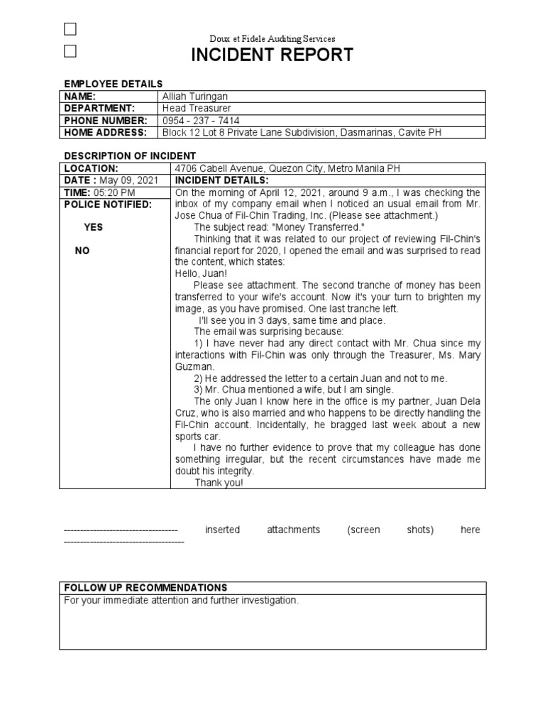 Incident Report PBJ | PDF | Violence