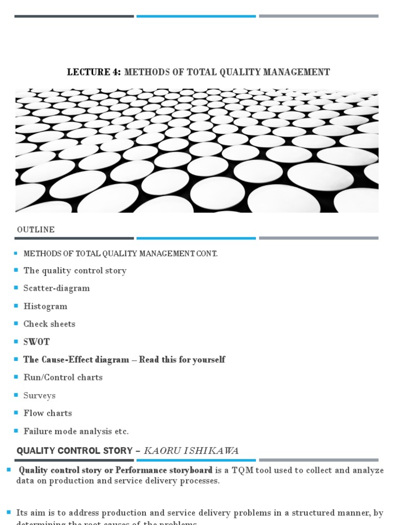 LECTURE 4 Methods and Techniques of Total Quality Management | PDF ...