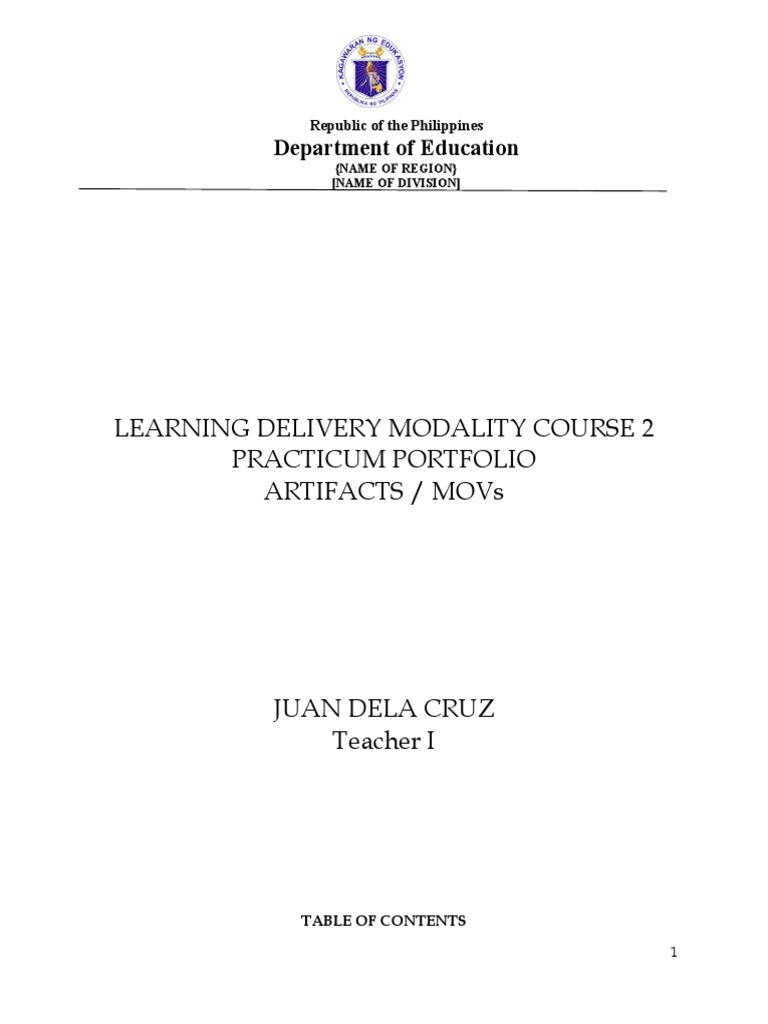 Learning Delivery Modality Course 2 Practicum Portfolio Artifacts / Movs | PDF | Teaching ...