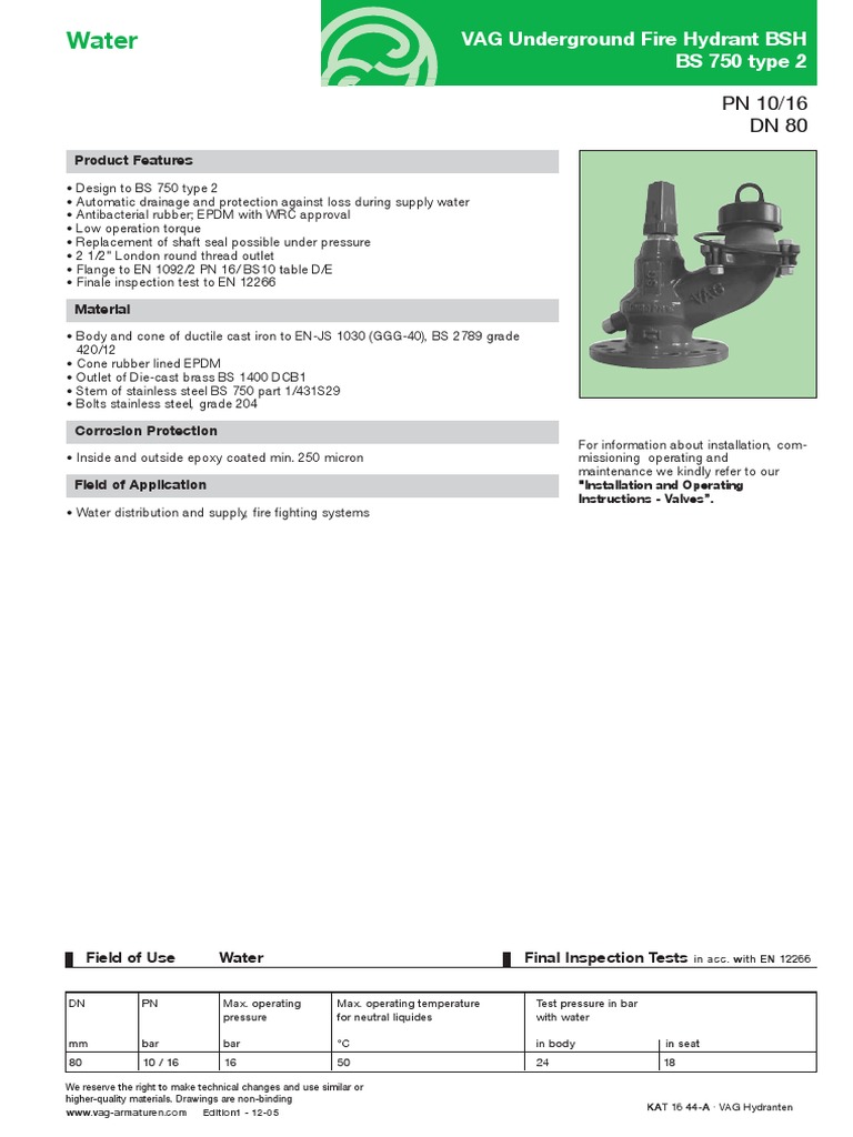 Water: VAG Underground Fire Hydrant BSH BS 750 Type 2 | Download Free ...