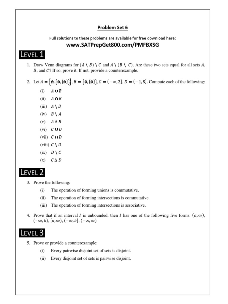 3.1 Problem Set 6 | PDF | Element (Mathematics) | Intersection (Set Theory)