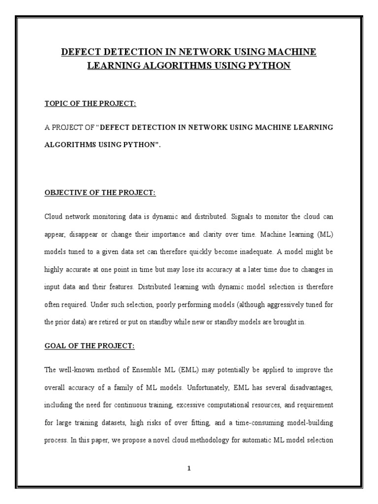 Synopsis of ML Project | PDF | Cloud Computing | Machine Learning