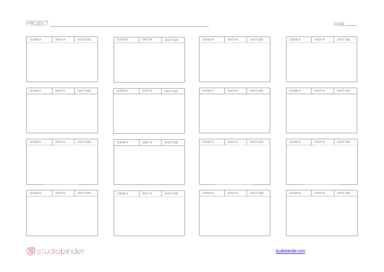 A4 Storyboard Template - 16-Panel - Landscape - StudioBinder | PDF