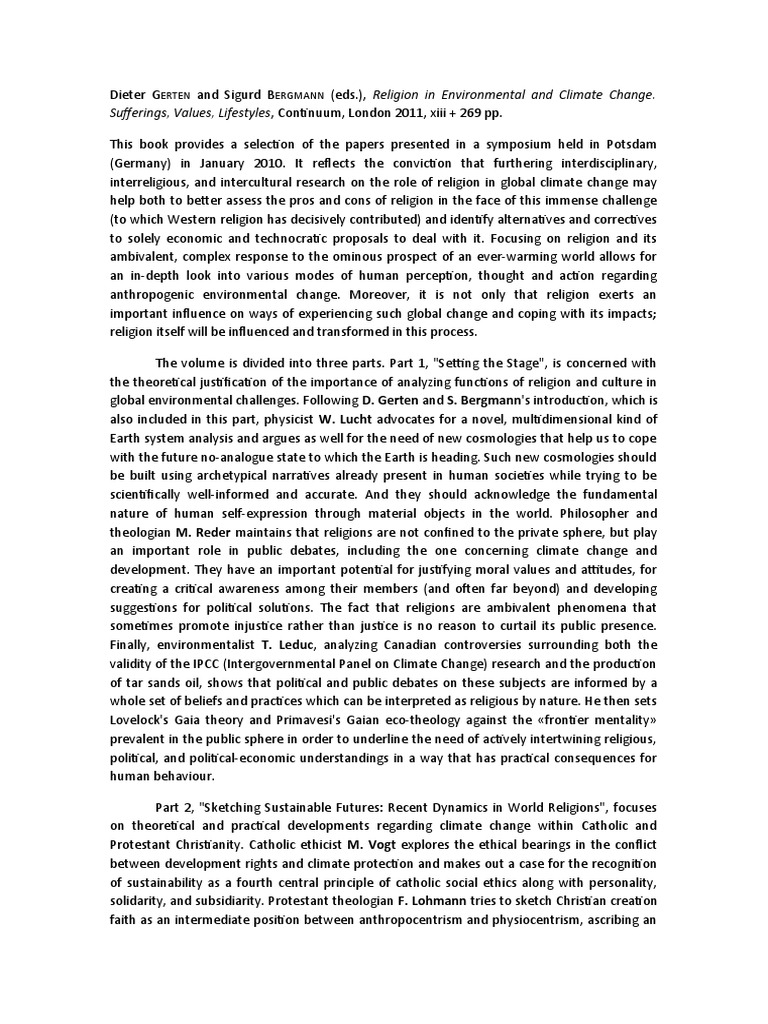 Rec. Religion in Environmental and Climate Change | PDF | Monotheism ...