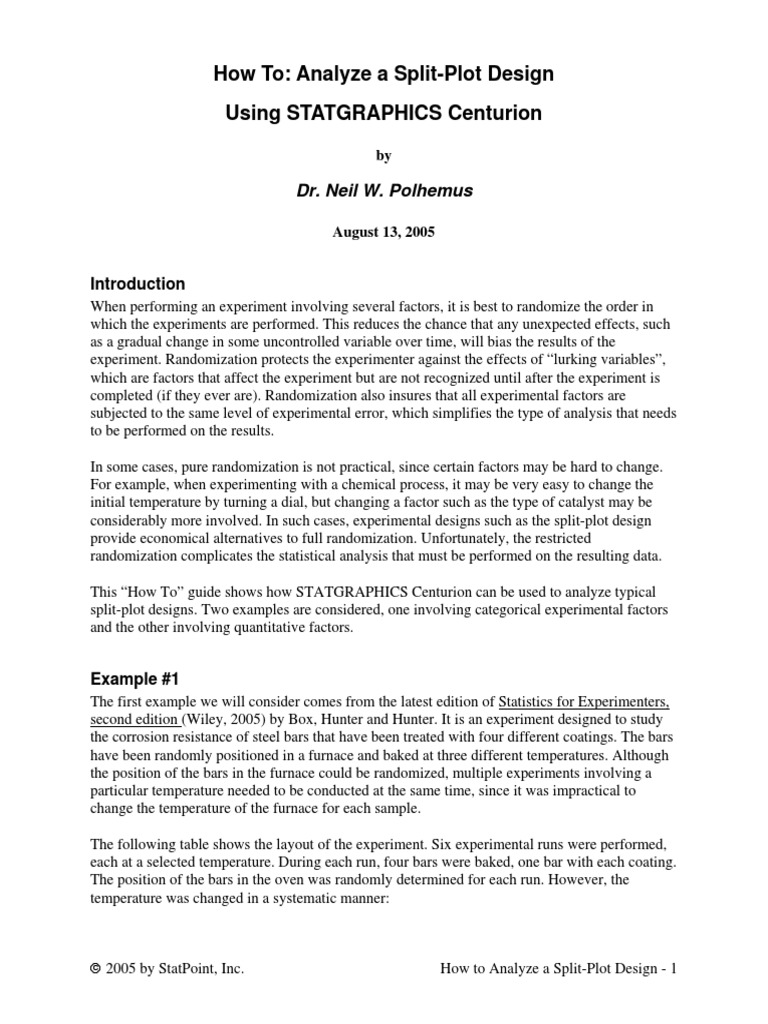 How To Analyze A Split Plot Design Statgraphics 2 Pdf Analysis Of Variance 6527