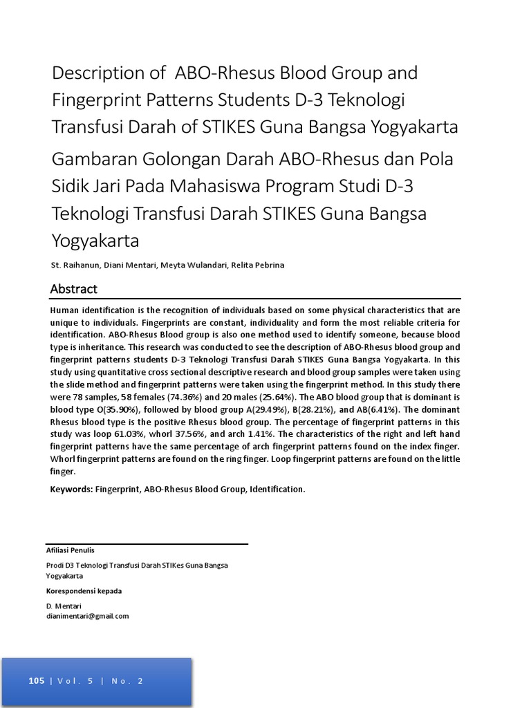 ABO-Rhesus Blood Group and Fingerprint Analysis | PDF | Fingerprint ...