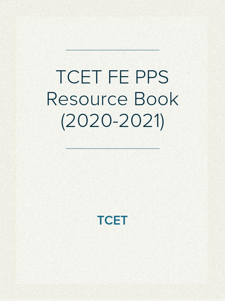 TCET FE PPPS Resource Book (2020-2021) | Download Free PDF | Central ...