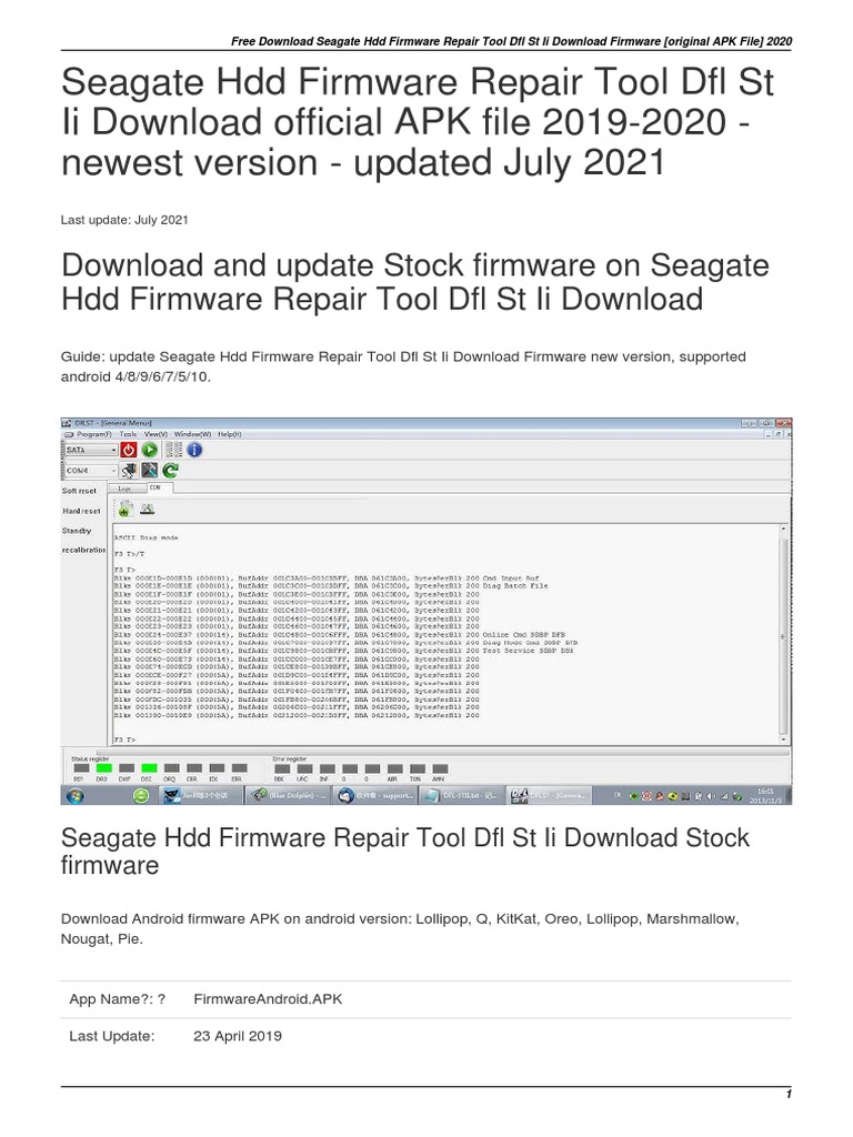Seagate HDD Firmware Repair Tool DFL ST II Download | PDF