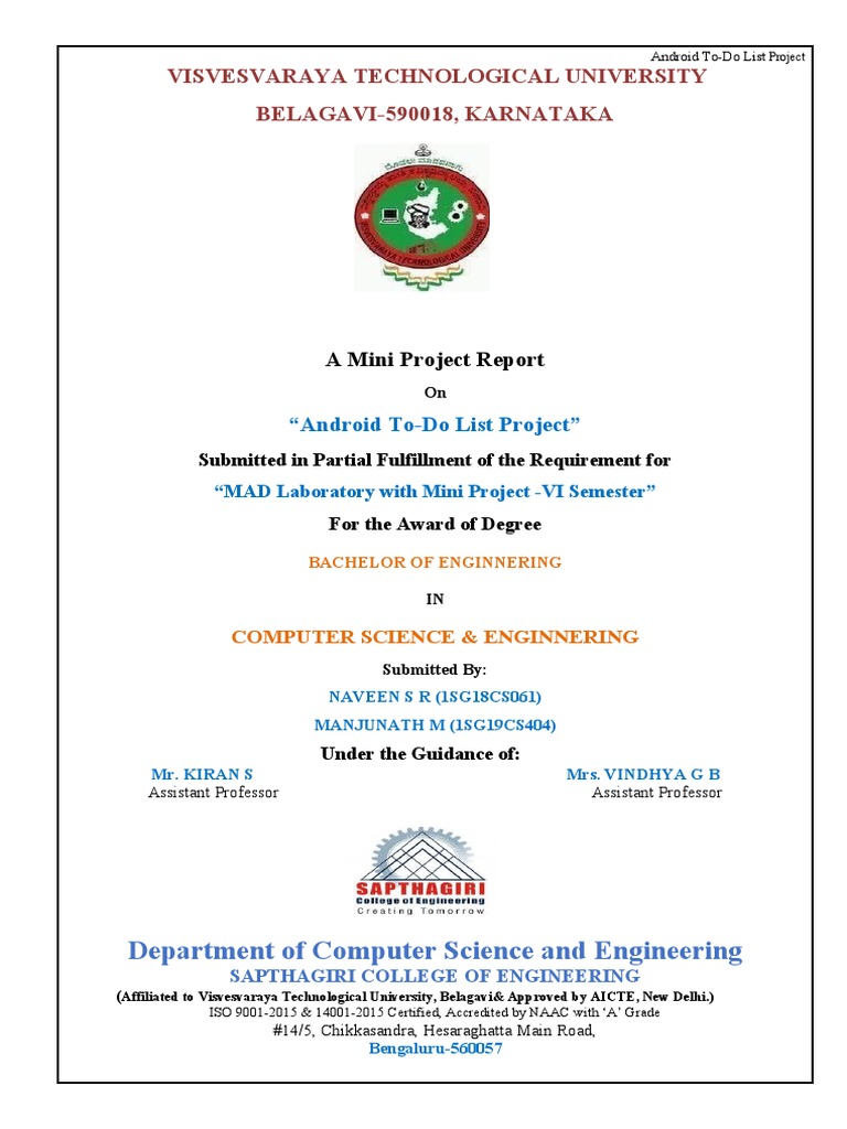 Mad Project Report Pdf Android Operating System Java Programming Language