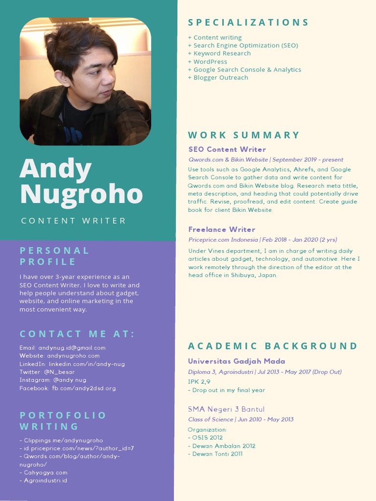 CV Andy Nugroho November 2020 | PDF | Aggregation Websites | Search ...