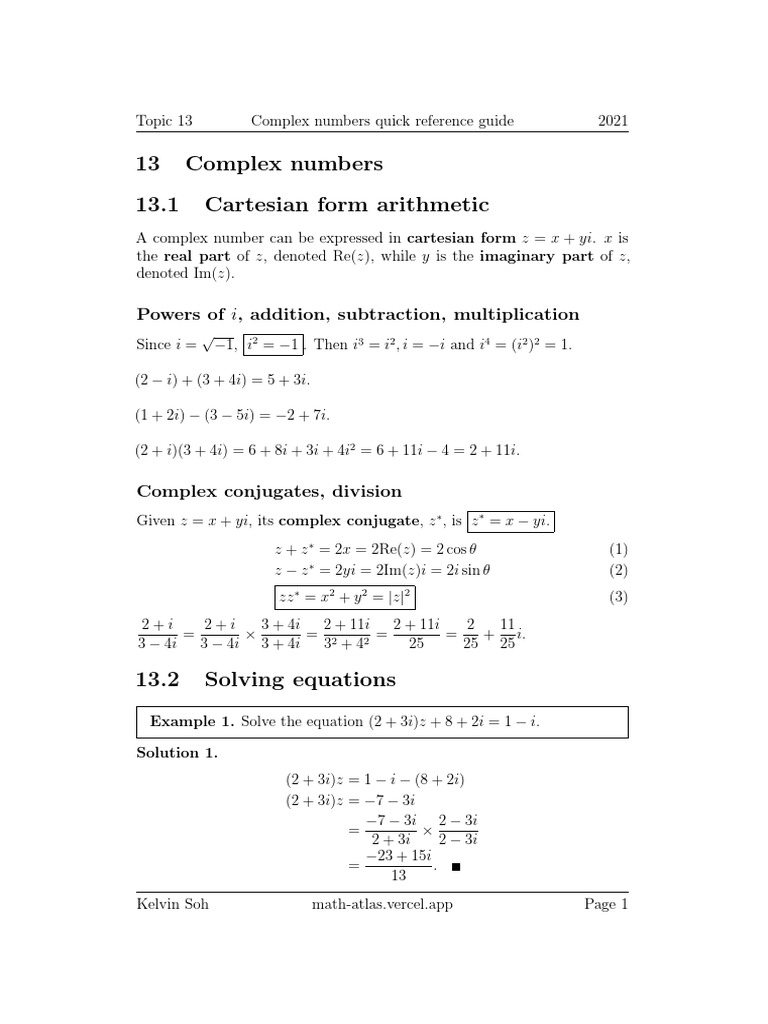 Complex Nos Quick Reference | PDF | Complex Number | Factorization