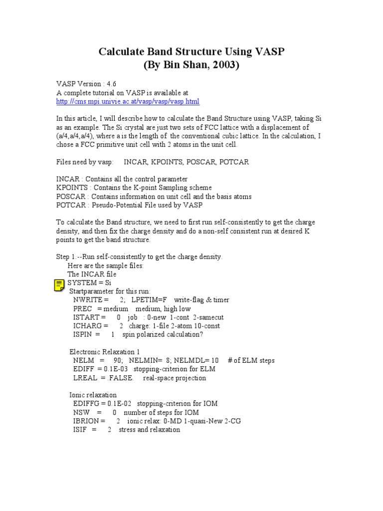 Calculate Band Structure Using Vasp Pdf Electronic Band Structure Crystal Structure