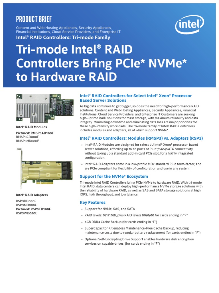 Tri-Mode Intel® Raid Controllers Bring Pcie Nvme To Hardware Raid | PDF ...
