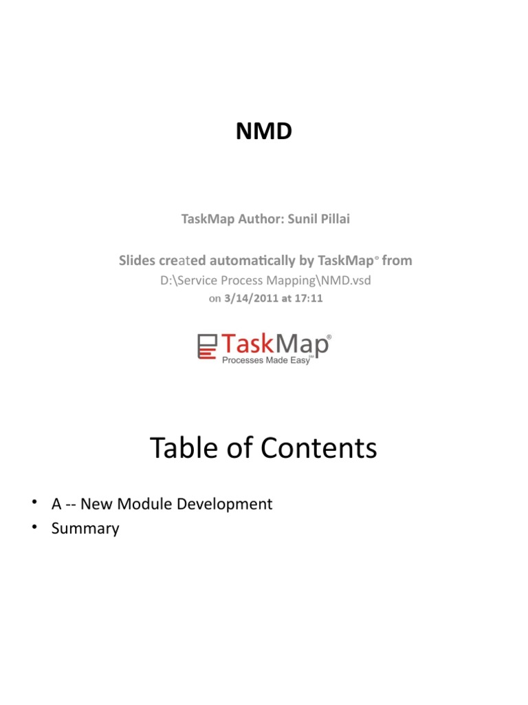 Slides Created Automatically by Taskmap From: Taskmap Author: Sunil ...