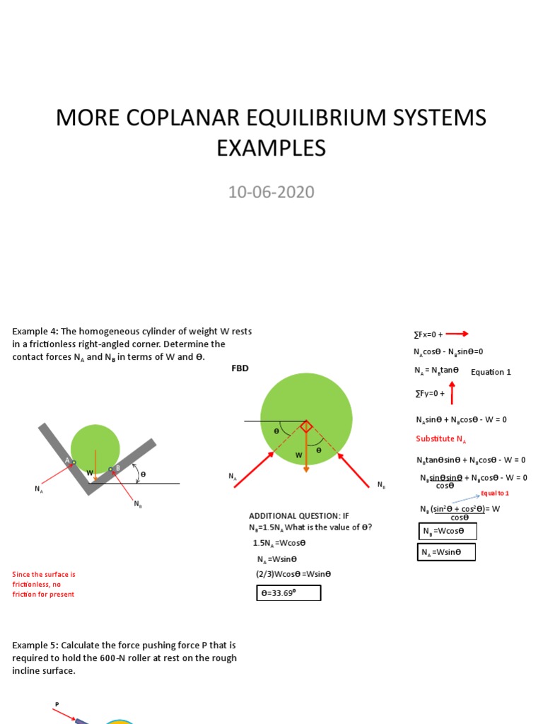 More Coplanar Equilibrium Systems Examples | PDF | Tension (Physics ...