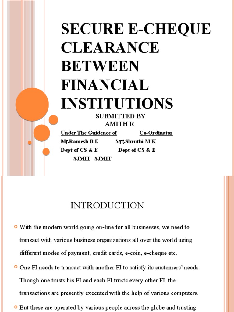Secure E-Cheque Clearance Between Financial Institutions | PDF | Cheque ...