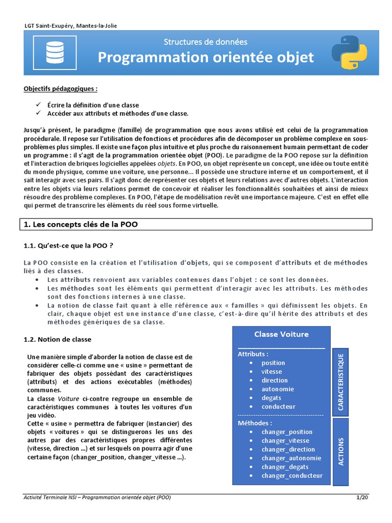 A1 Tnsi Poo | PDF | Classe (informatique) | Programmation orientée objet