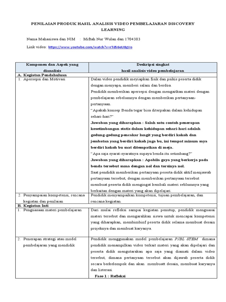 Analisis Dan RPP PJBL Stem | PDF