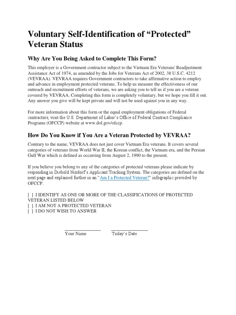 Veteran Status Self-ID Guide | PDF | United States Armed Forces ...