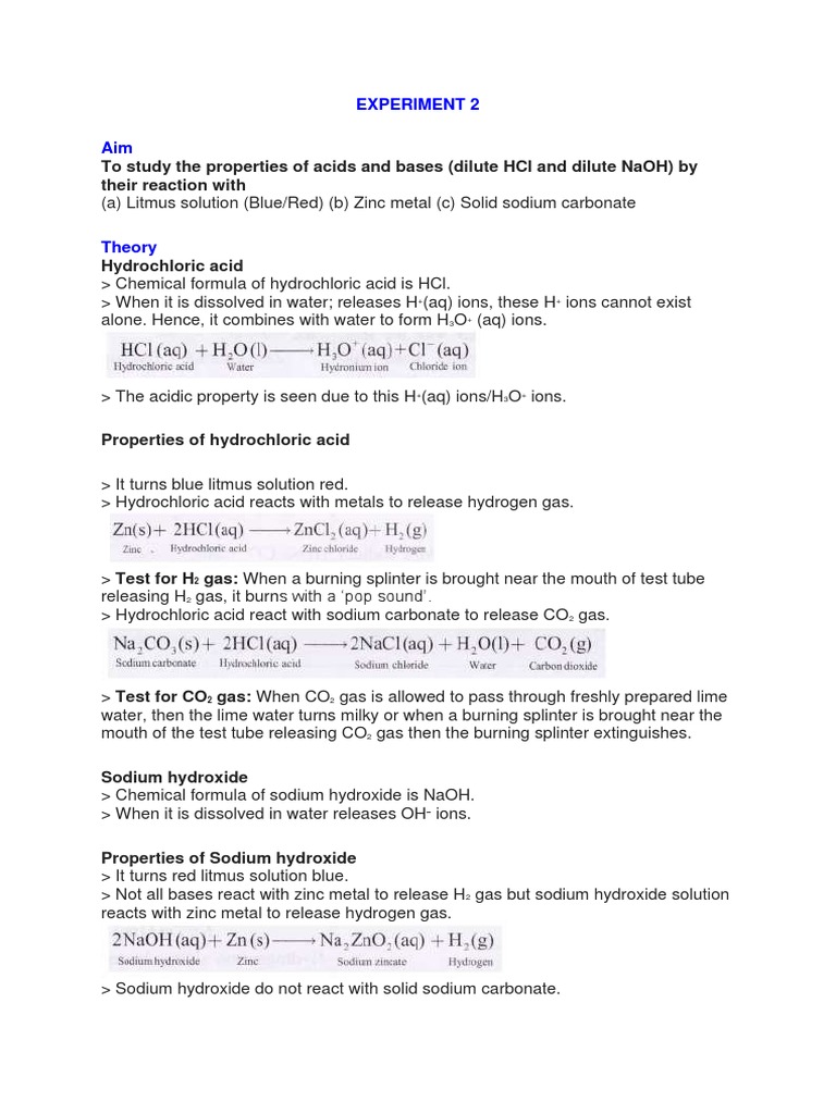 Acids and Bases Reaction Experiment | PDF | Sodium Hydroxide | Hydroxide