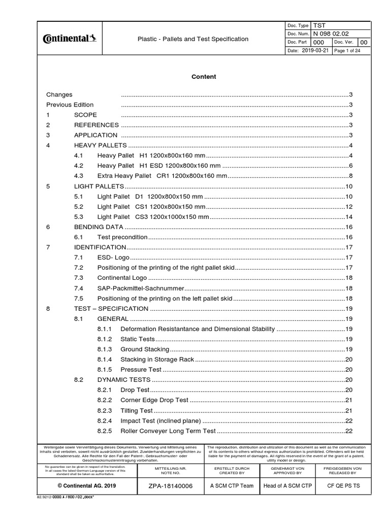 Plastic - Pallets and Test Specification | PDF | Pallet | Engineering ...