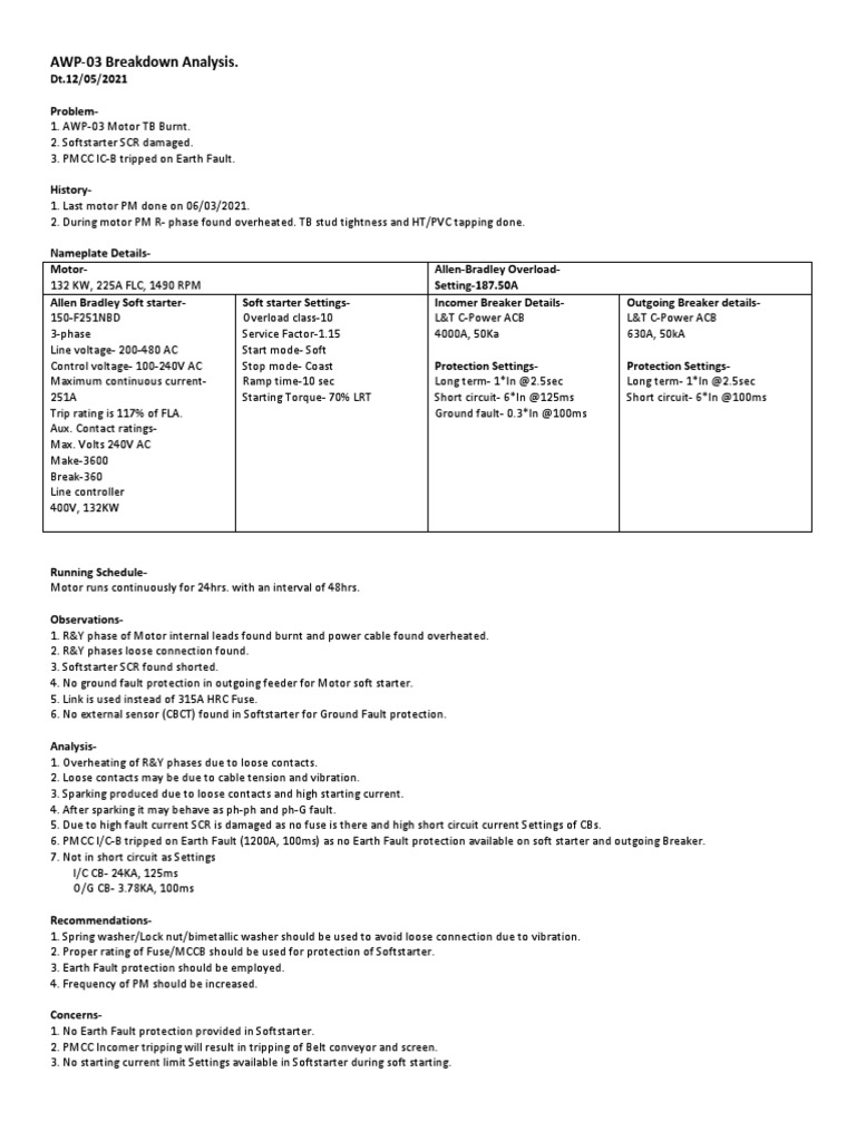 Electrical Fault Analysis Report | PDF | Fuse (Electrical) | Relay