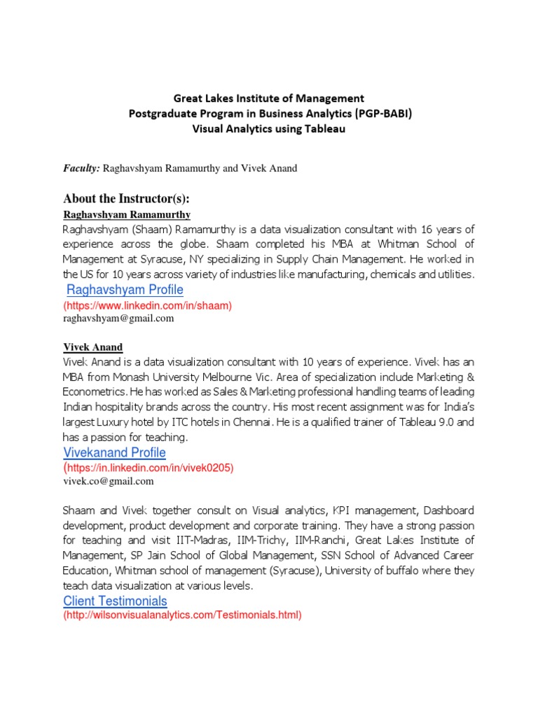 Course Outline-Format - Visual Analytics With Tableau-1 | PDF ...