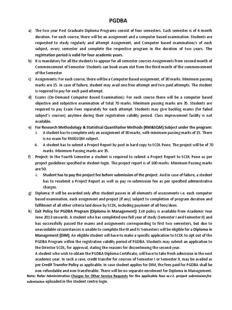 PGDBA Program Overview and Requirements | PDF | Academic Term | Fee