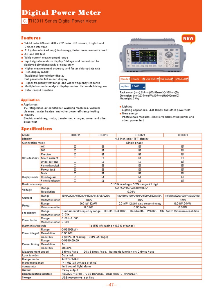 Tonghui TH3311 Series Datasheet | Download Free PDF | Alternating Current | Computer Engineering