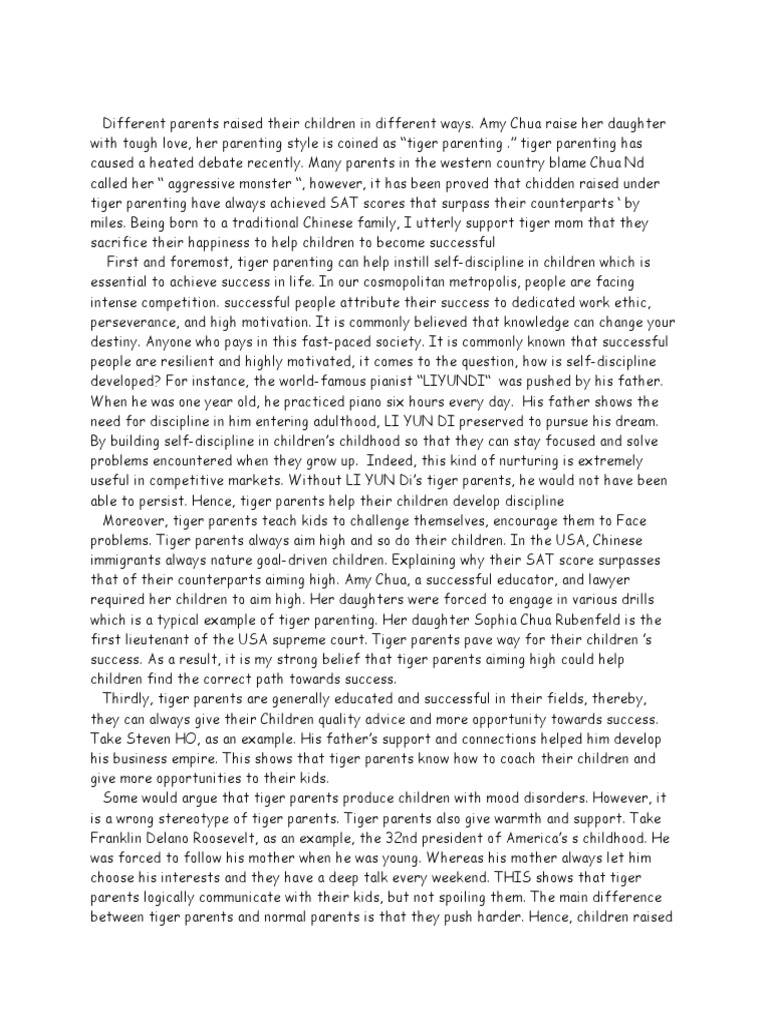Benefits of Tiger Parenting Explained | PDF | Social Psychology ...