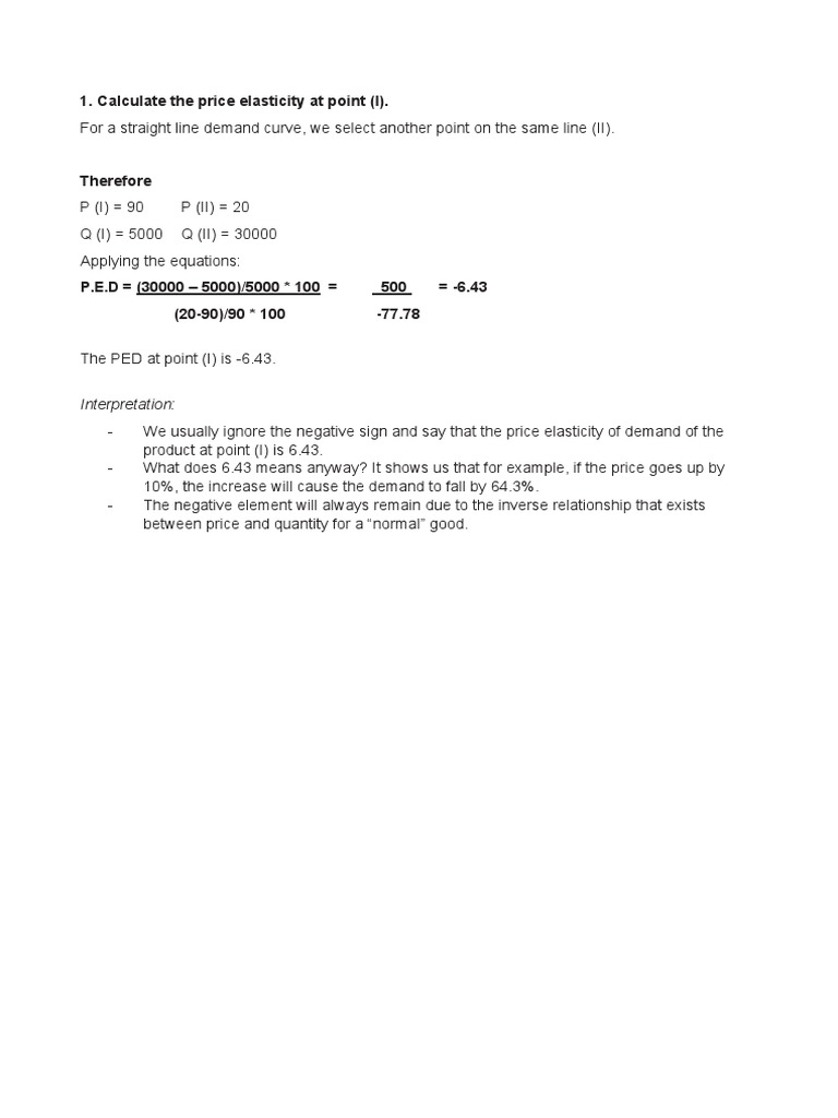 Calculate The Price Elasticity at Point | Download Free PDF | Price ...
