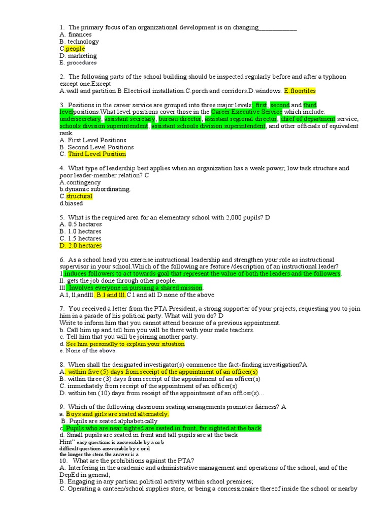 NQESH Reviewer 2024: Sample Questions | PDF | School Voucher | Teachers