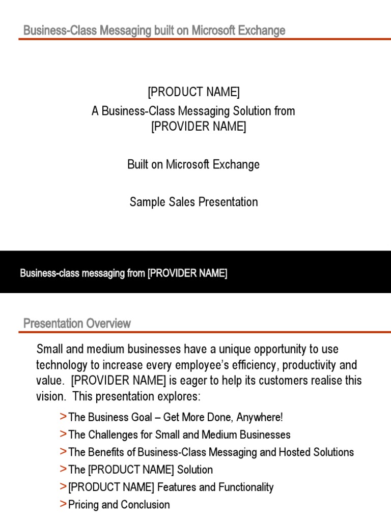 Product Sales Presentation Sample | PDF | Microsoft Exchange Server ...